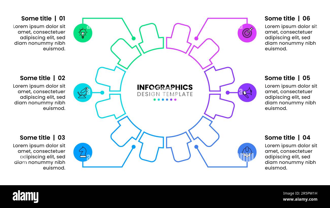 Infographic template with icons and 6 options or steps. Gear. Can be ...