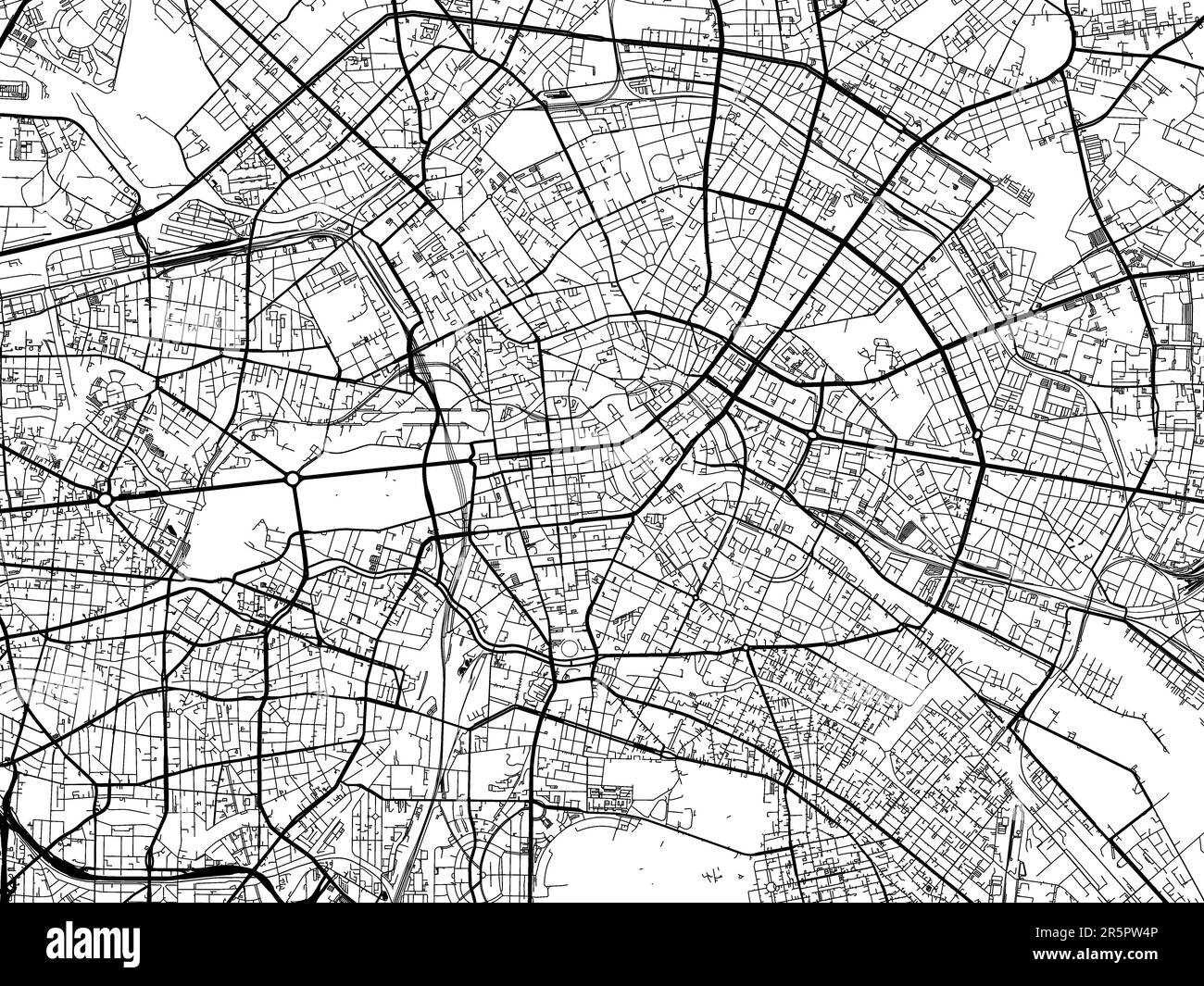Vector road map of the city of Berlin centrum in Germany on a white ...