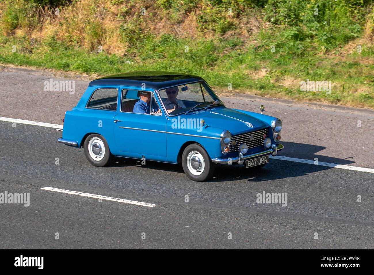 1959 50s fifties Blue Austin A40 Farina ; Vintage British estate car ...