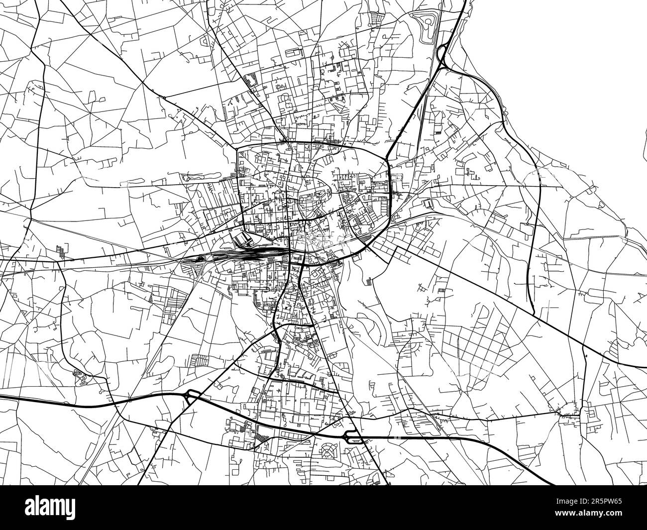Vector road map of the city of Cottbus in Germany on a white background ...