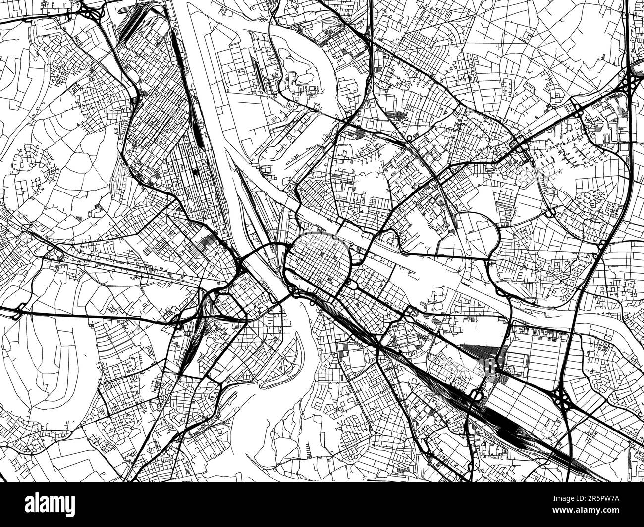 Vector road map of the city of Mannheim in Germany on a white ...