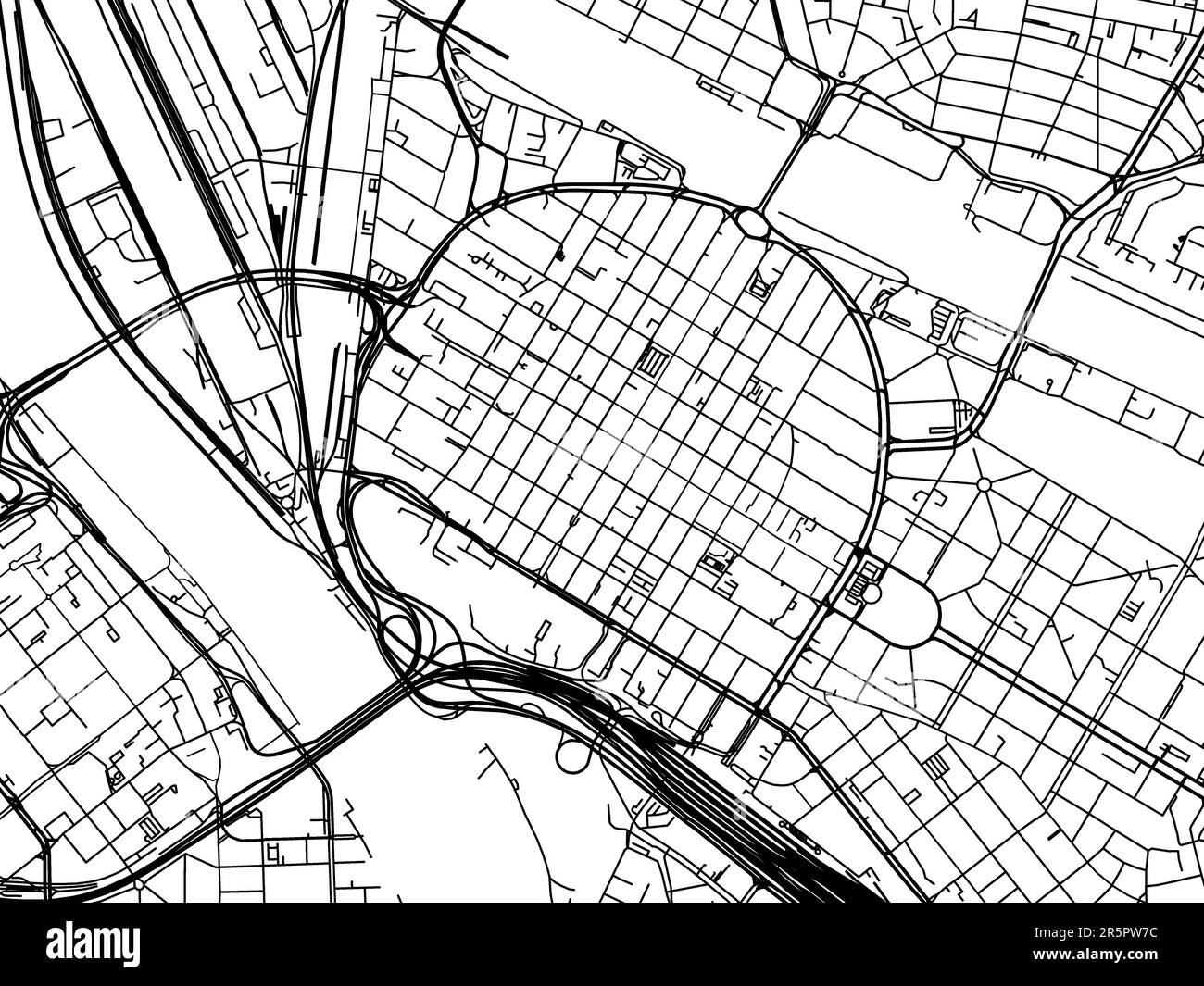 Vector road map of the city of Mannheim Zentrum in Germany on a white ...