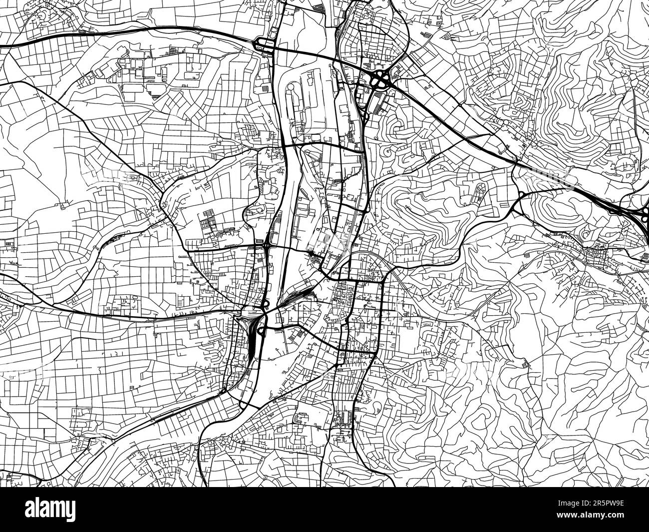 Vector road map of the city of Heilbronn in Germany on a white ...