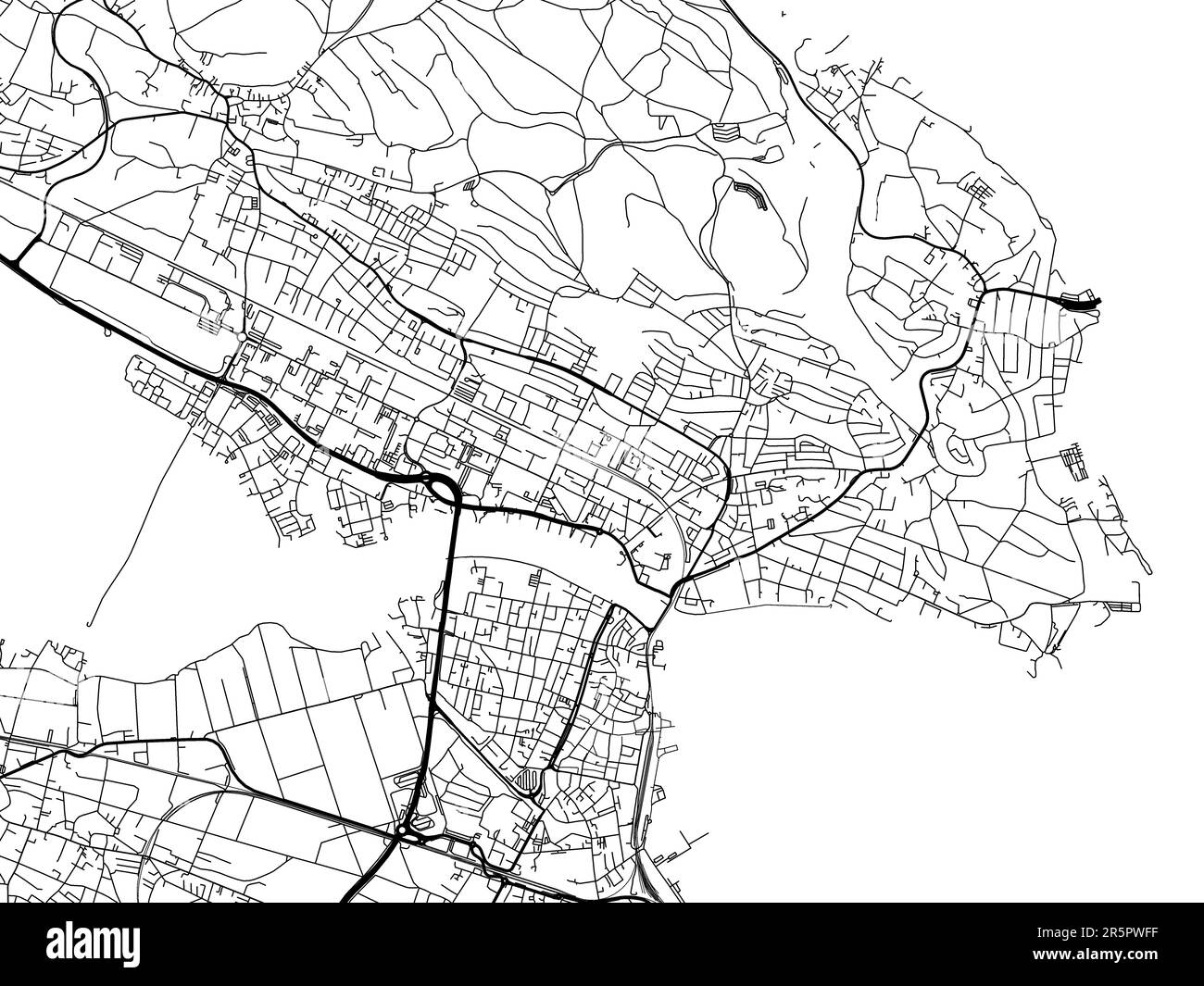 Vector road map of the city of Konstanz in Germany on a white ...
