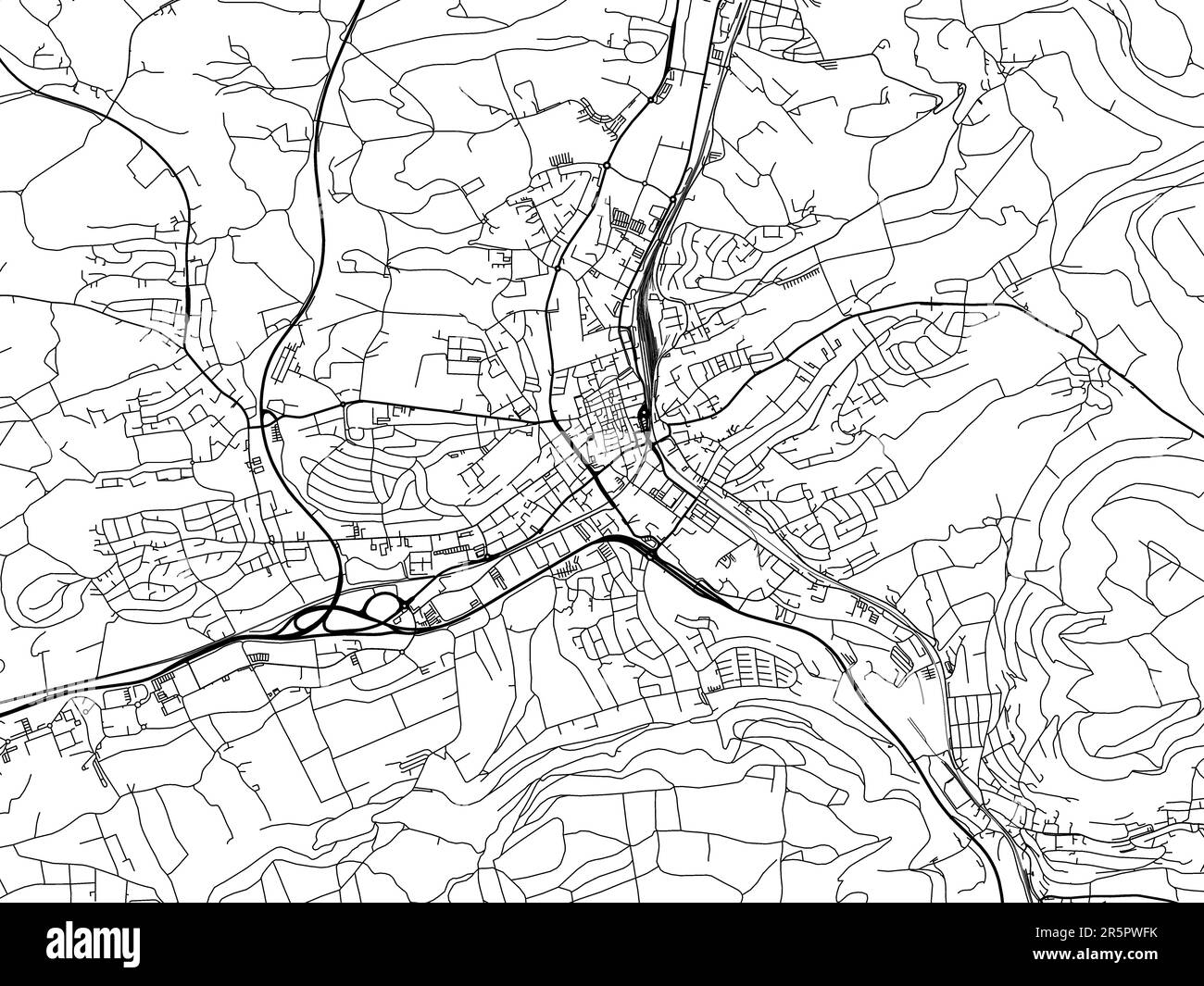 Vector road map of the city of Aalen in Germany on a white background ...