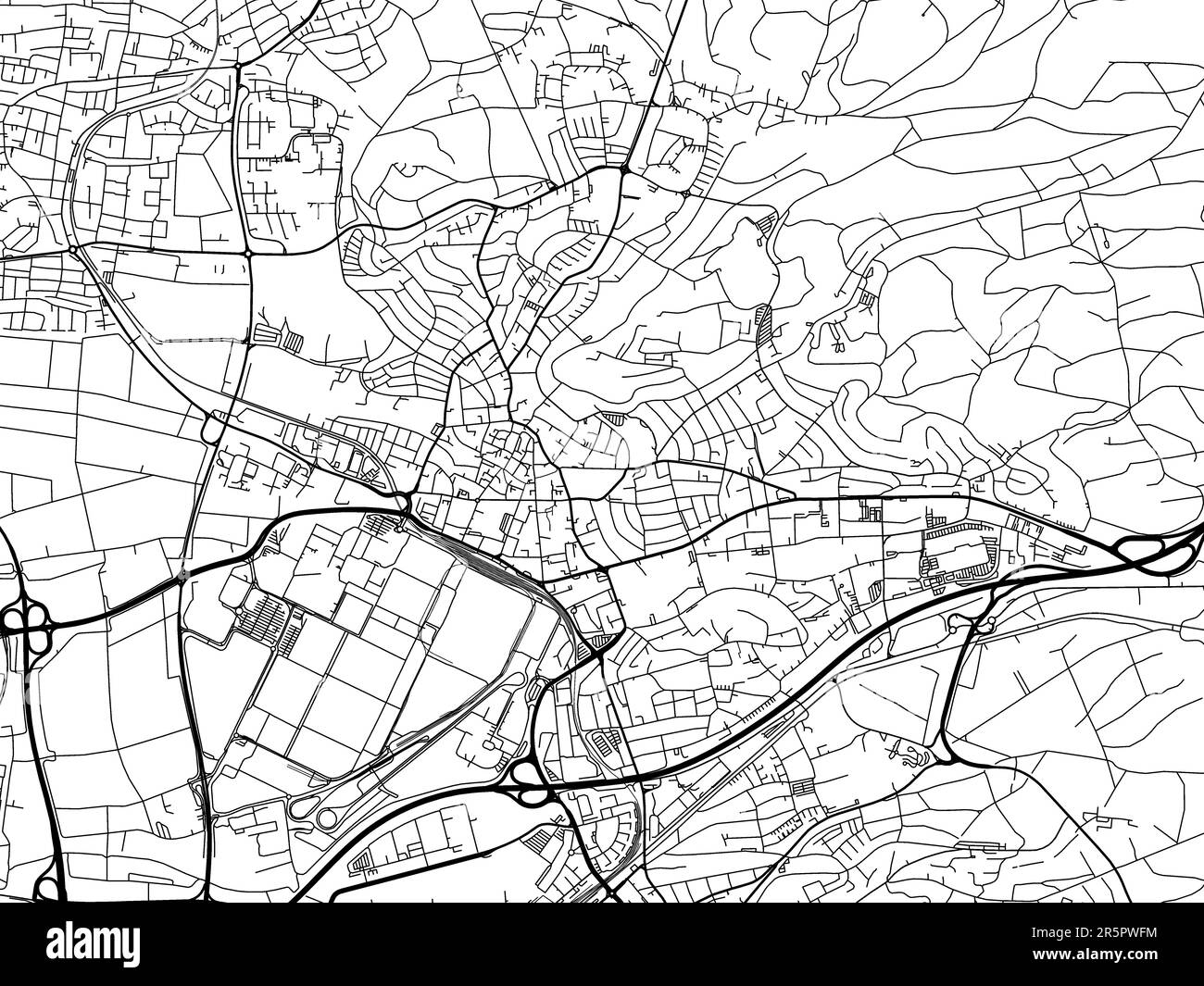 Road map of the city of Sindelfingen in Germany on a white background ...