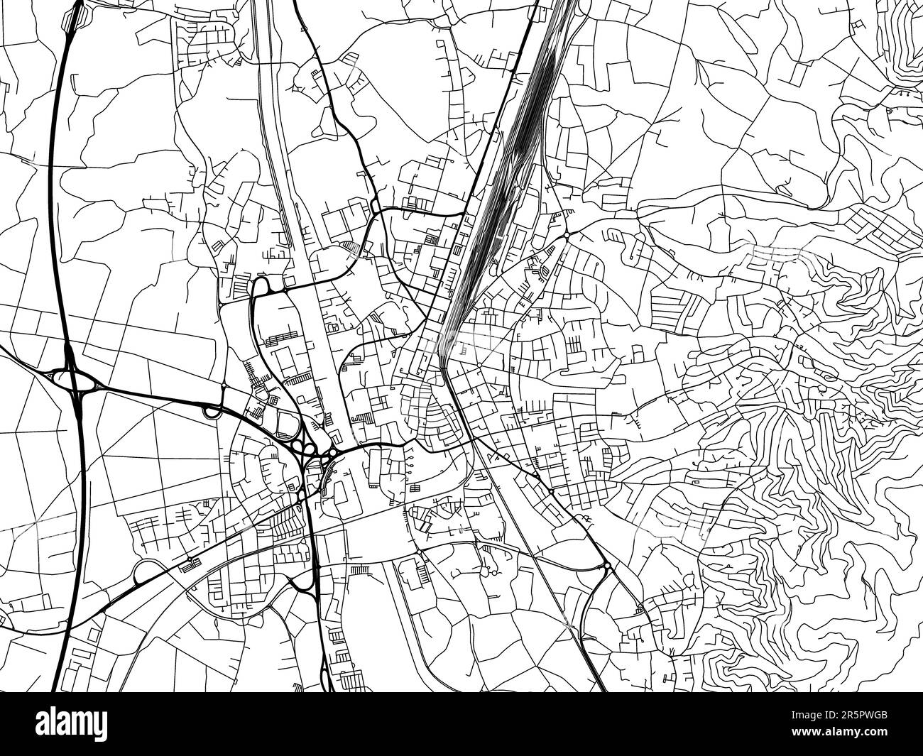 Vector road map of the city of Offenburg in Germany on a white ...