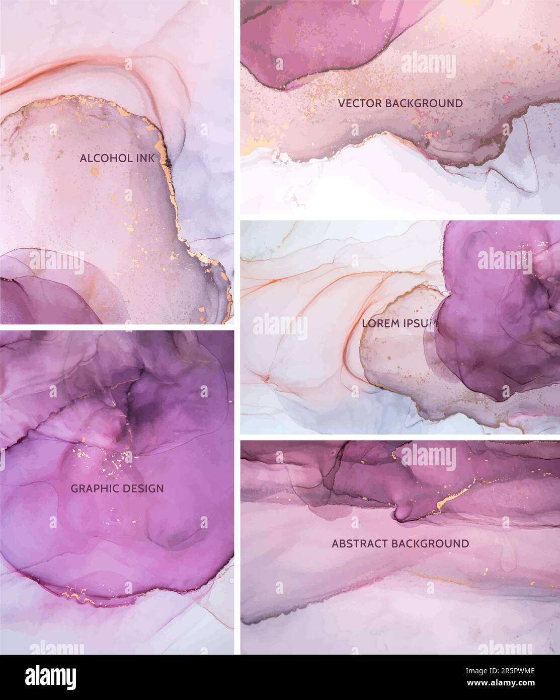 Set luxury abstract alcohol ink marble texture. Modern fluid art ...