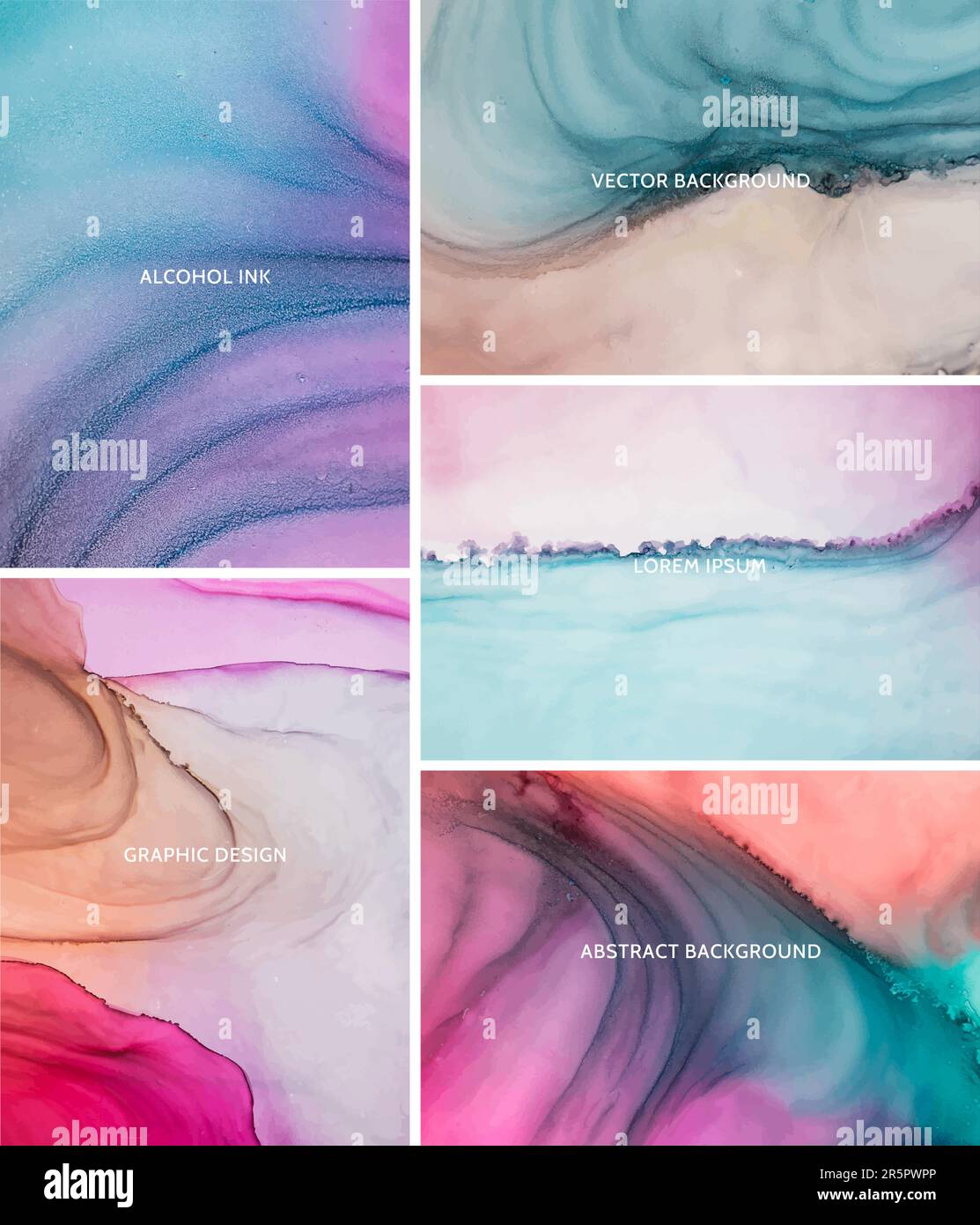 Set luxury abstract alcohol ink marble texture. Modern fluid art ...