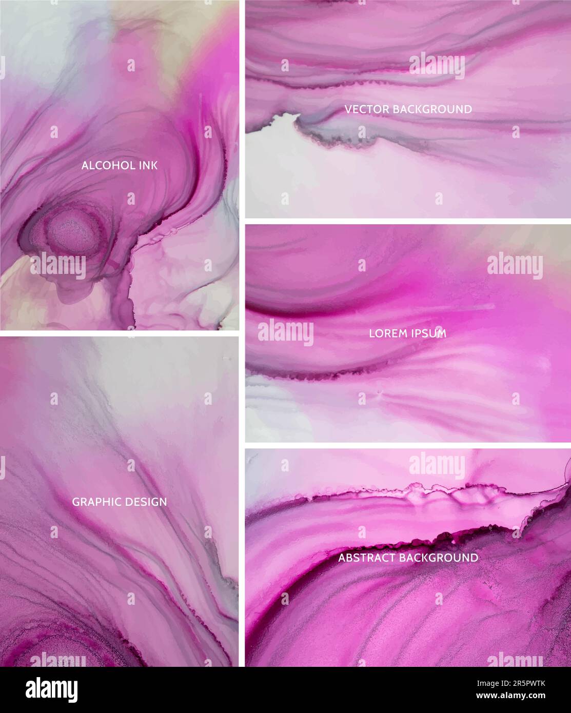 Set luxury abstract alcohol ink marble texture. Modern fluid art ...