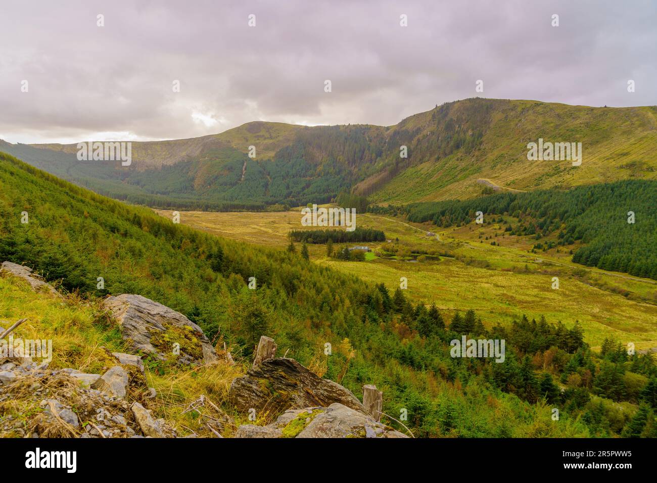View of the valley of Cwm Penamnen, in Snowdonia National Park, the ...