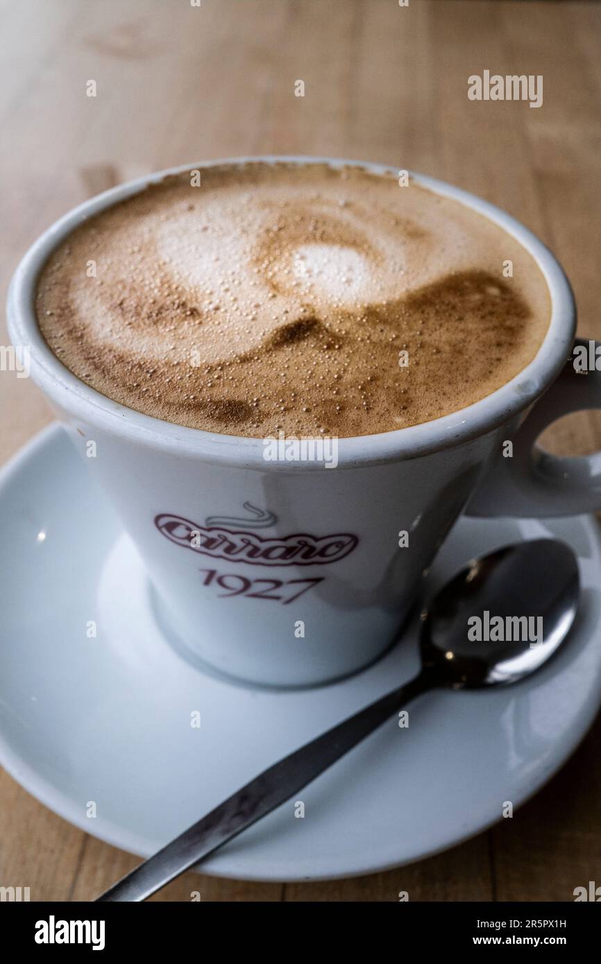 A fresh cup of coffee in a restaurant Stock Photo - Alamy