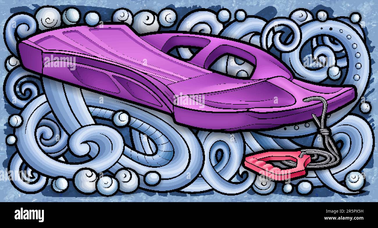 Cartoon cute doodle hand drawn sled illustration. Winter amusement ...