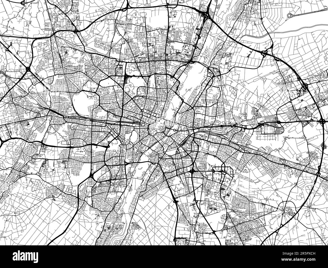 Vector road map of the city of Munchen Metropole in Germany on a white ...