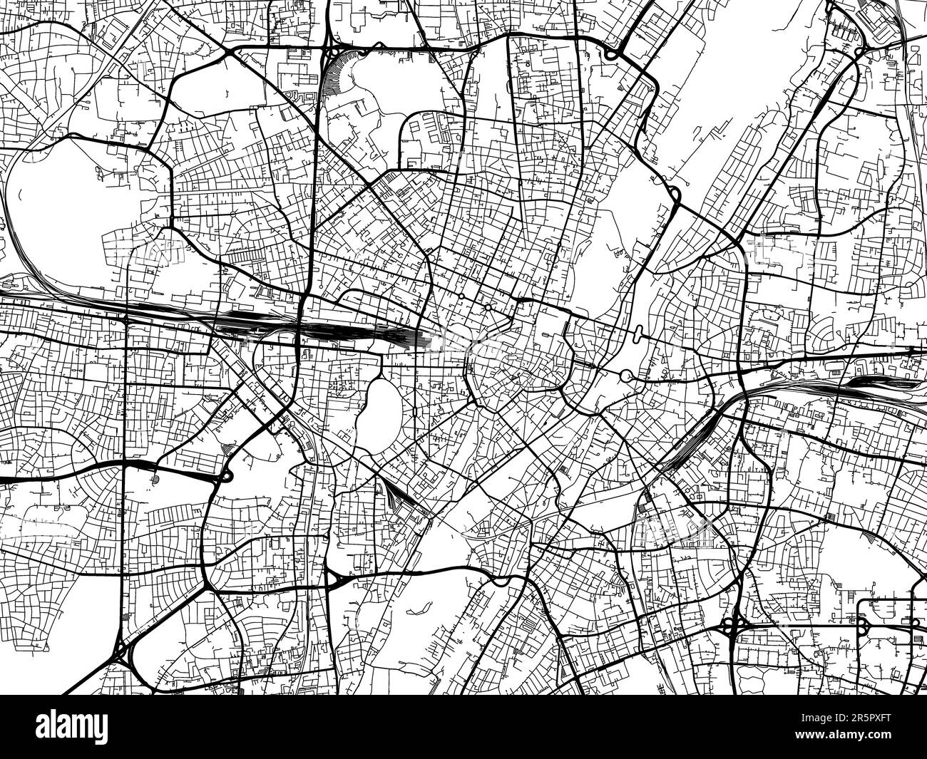 Vector road map of the city of Munchen in Germany on a white background ...