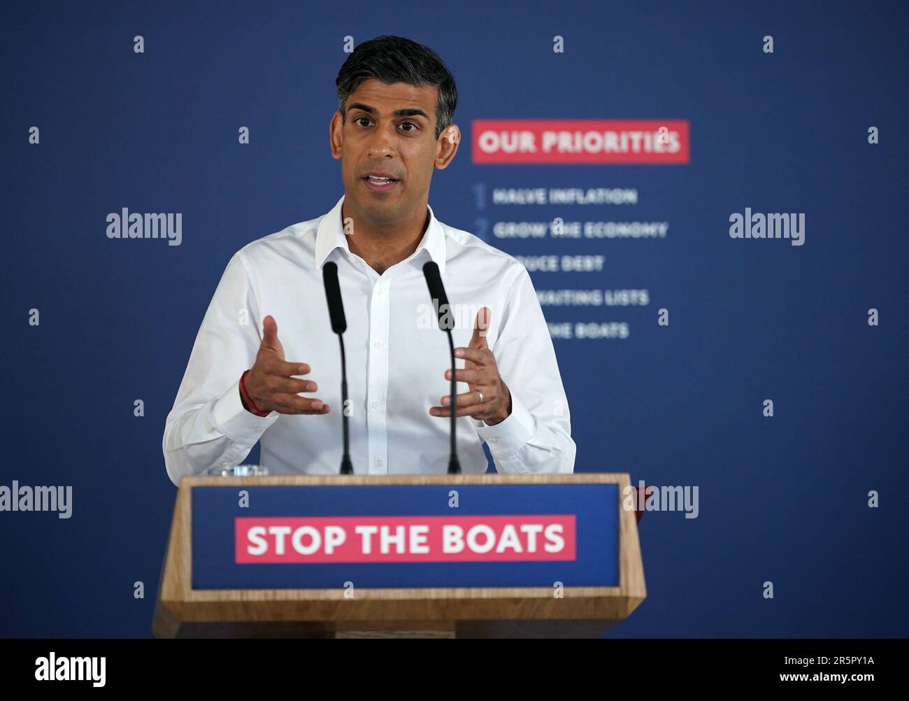 Prime Minister Rishi Sunak speaking during a press conference at ...