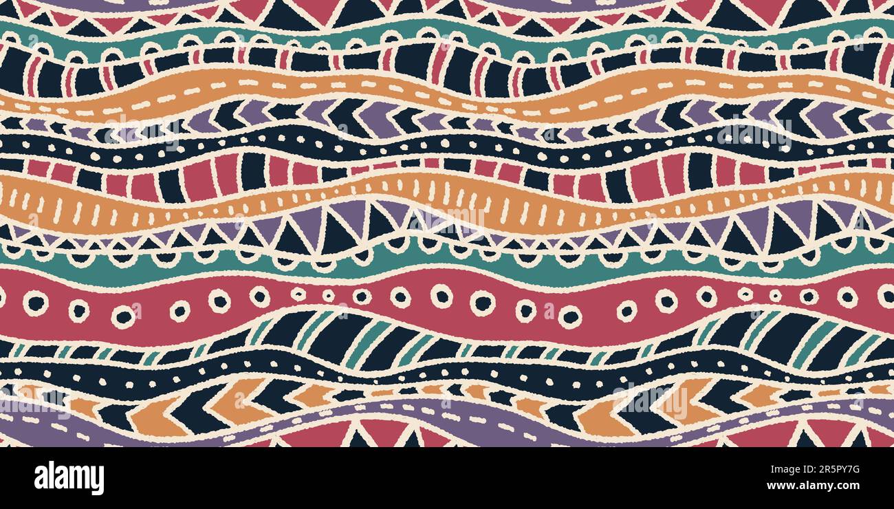 Hand drawn abstract seamless pattern, ethnic background, african style ...