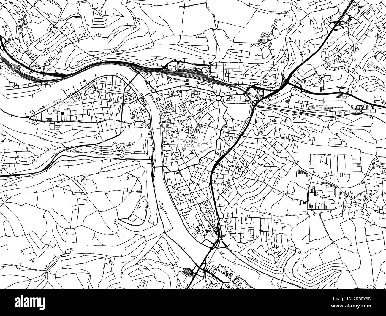 Vector road map of the city of Wurzburg in Germany on a white ...