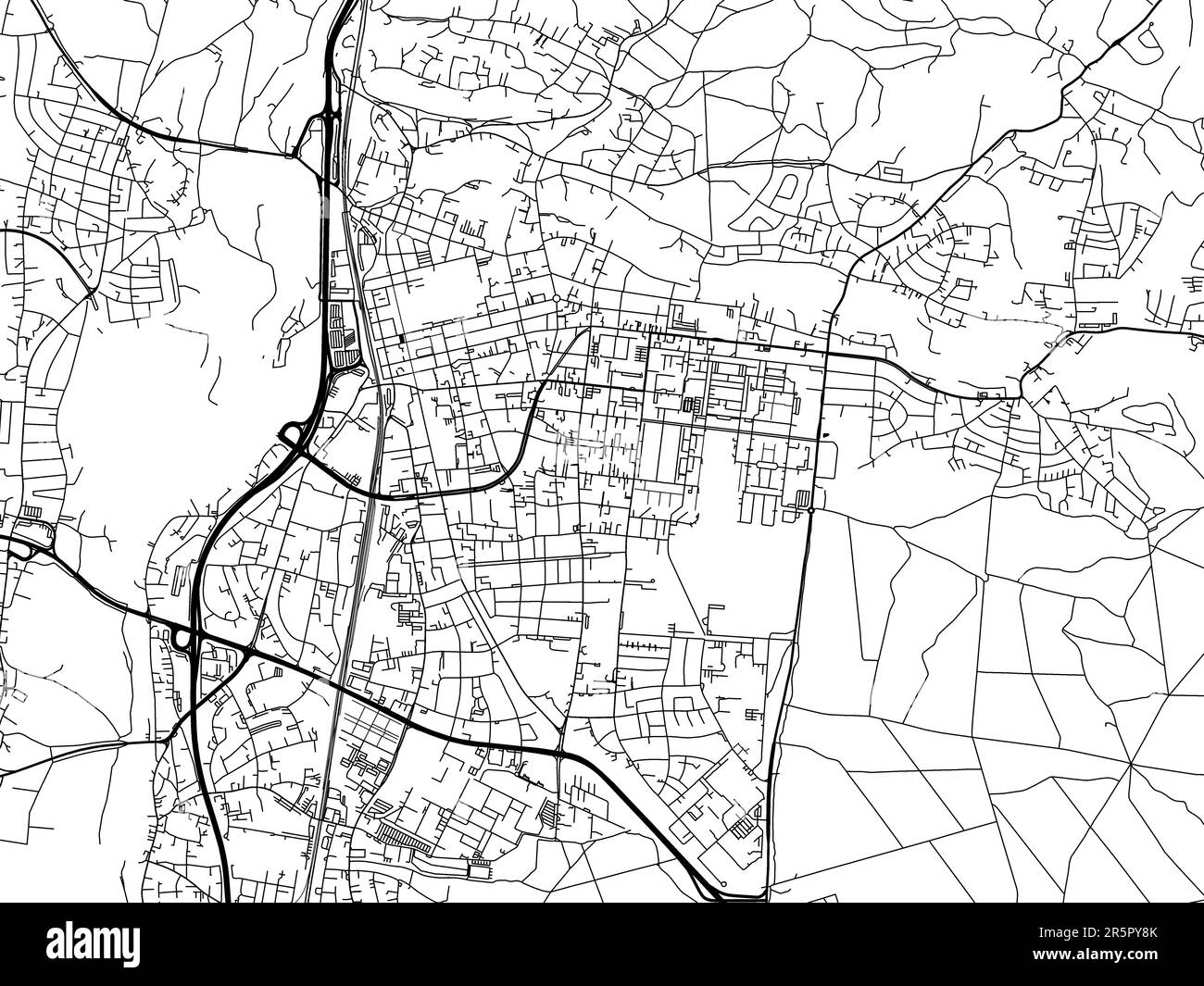 Vector road map of the city of Erlangen in Germany on a white ...