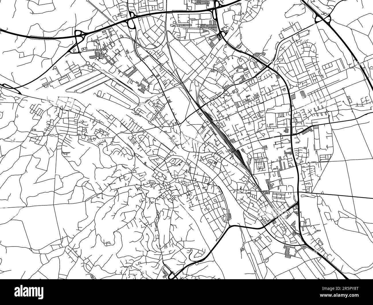 Vector road map of the city of Bamberg in Germany on a white background ...