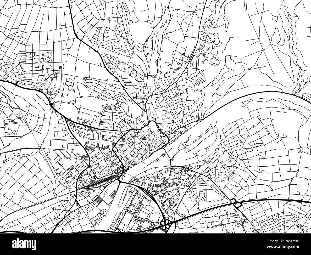 Vector road map of the city of Schweinfurt in Germany on a white ...