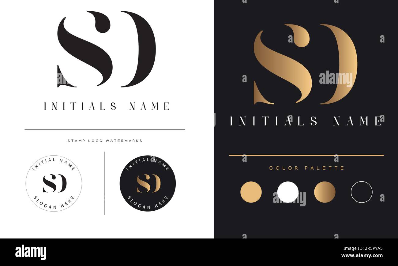 Luxury SD or DS Initial Monogram Text Letter Logo Design Stock Vector ...