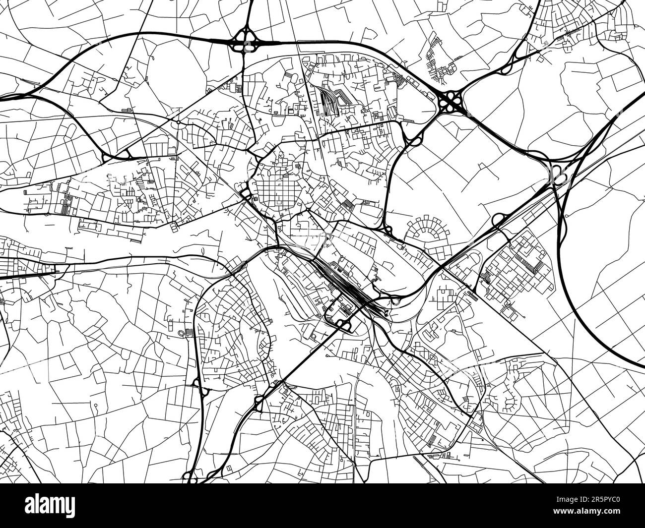 Vector road map of the city of Hanau in Germany on a white background ...
