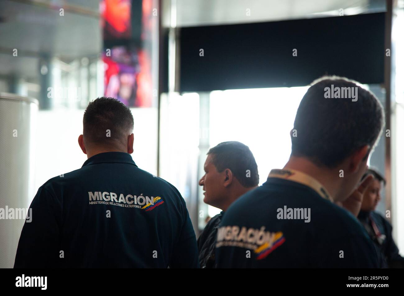 Colombia's migration officers during the launch of 'BIOMIG' a new ...