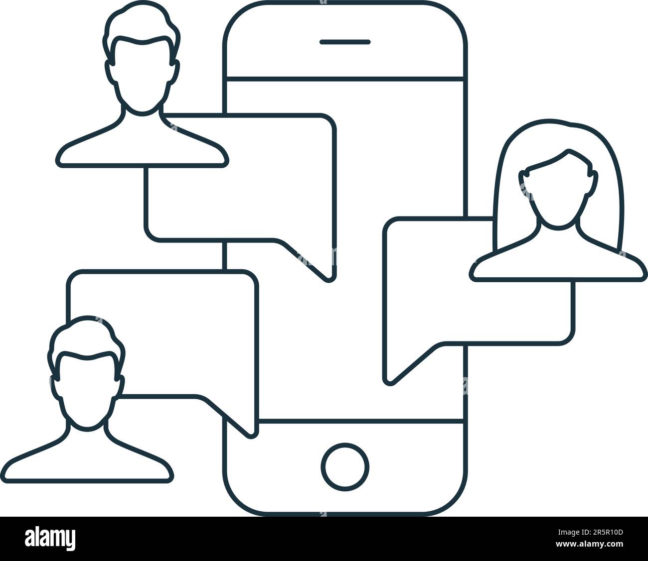 Group chat icon. Monochrome simple sign from speech collection. Group ...