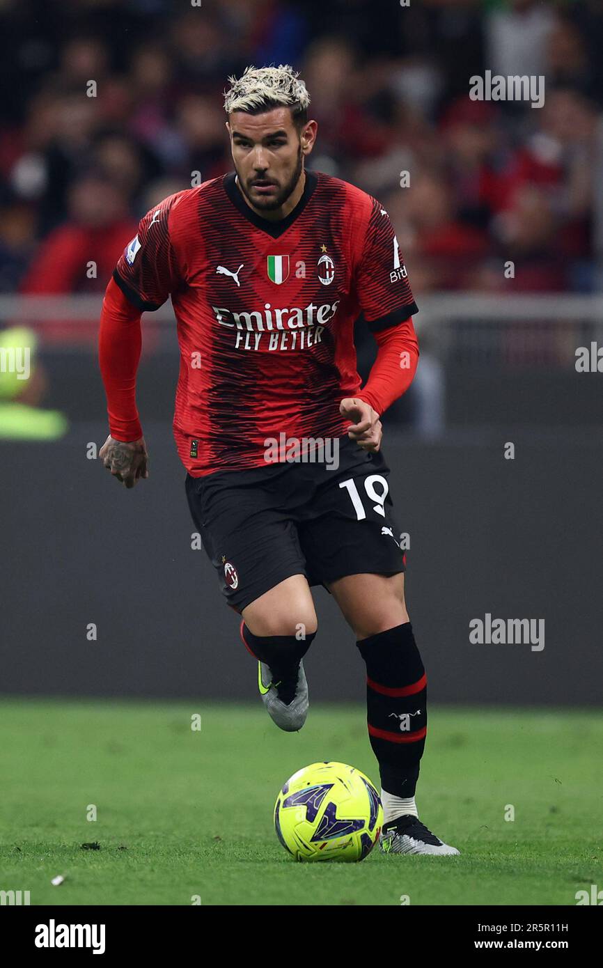 Milano, Italy. 04th June, 2023. Theo Hernandez of Ac Milan controls the ...