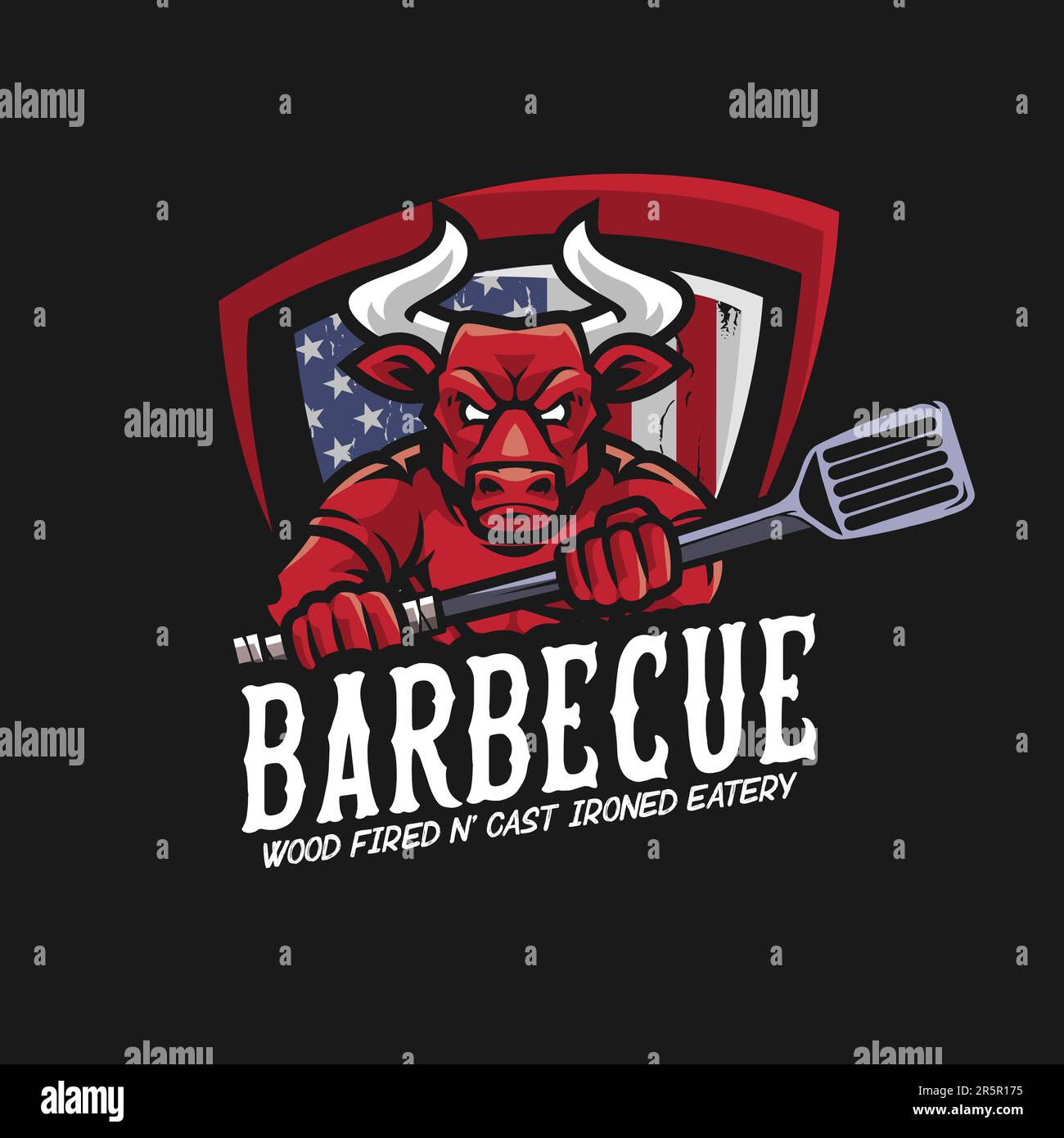 Barbecue Logo with bull mascot cartoon Stock Vector Image & Art - Alamy
