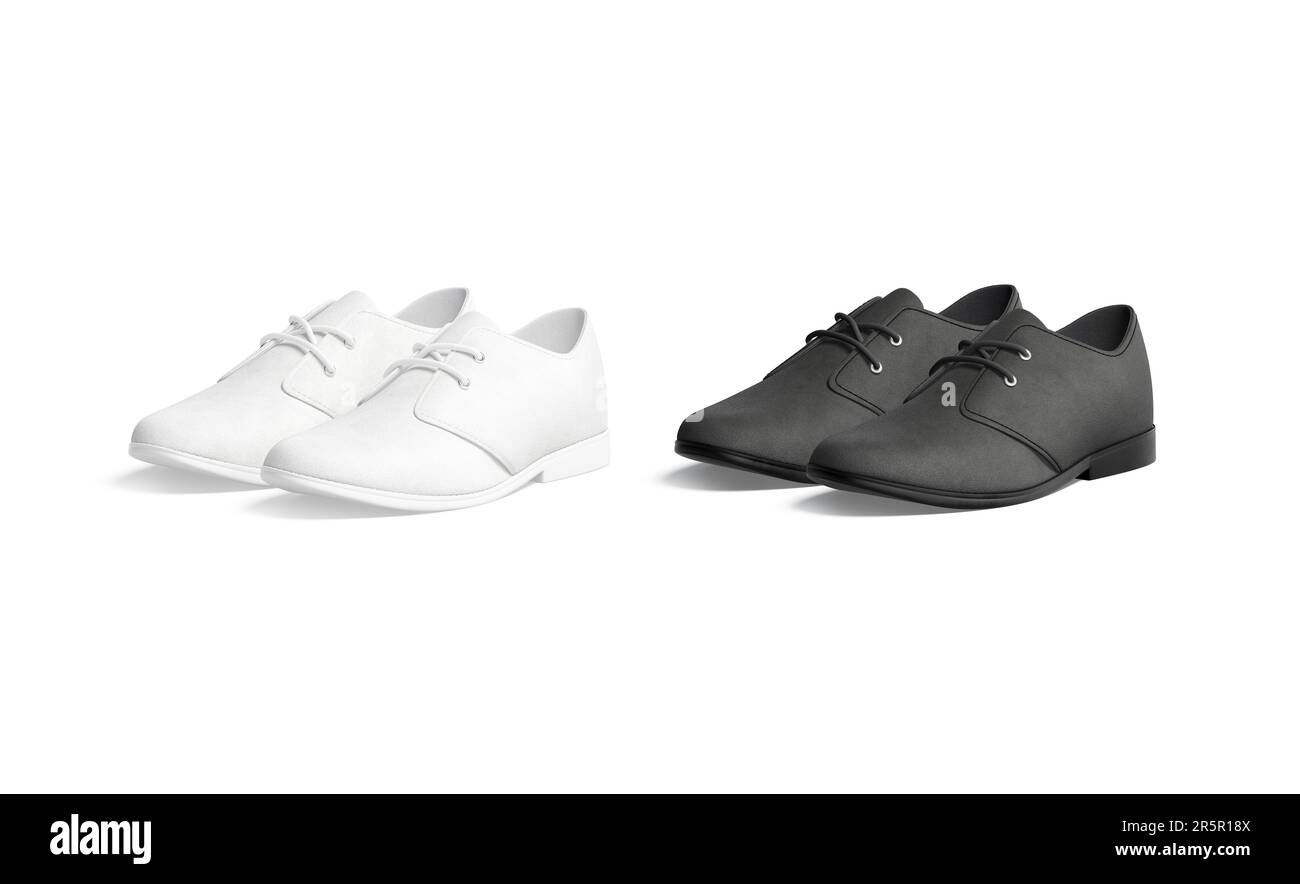 Blank black and white casual shoes mockup, half-turned view, 3d ...