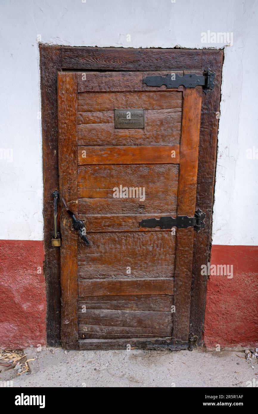 The heavy wooden door into the first ice house in San Rafael, Mendoza ...