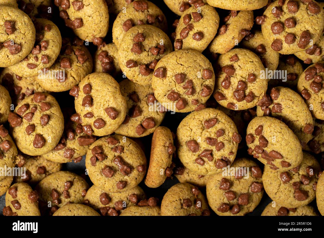 Chocolate cookie. Homemade chocolate chip cookies on a dark background ...