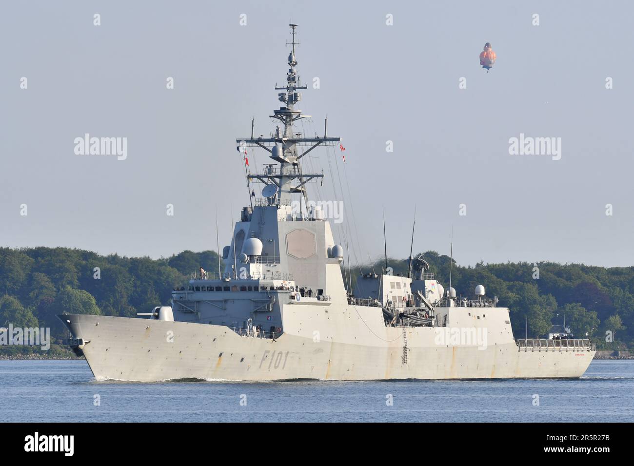 spanish frigate ÁLVARO DE BAZÁN outbound from Kiel Naval Base Stock ...