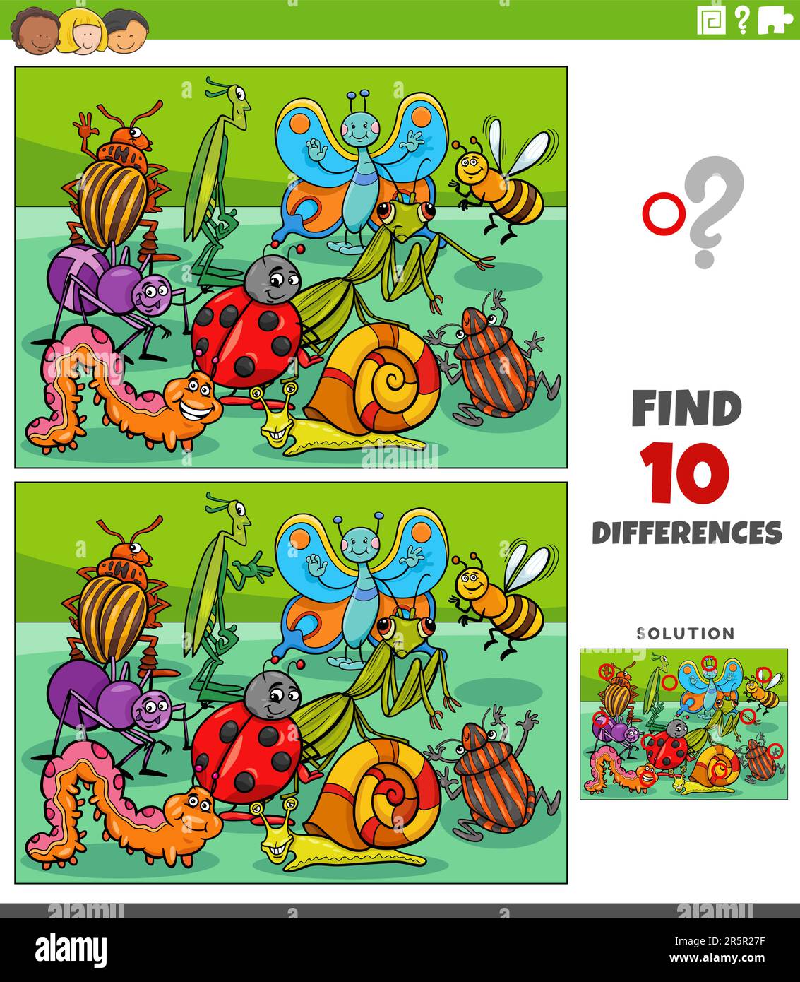 Cartoon illustration of finding the differences between pictures ...