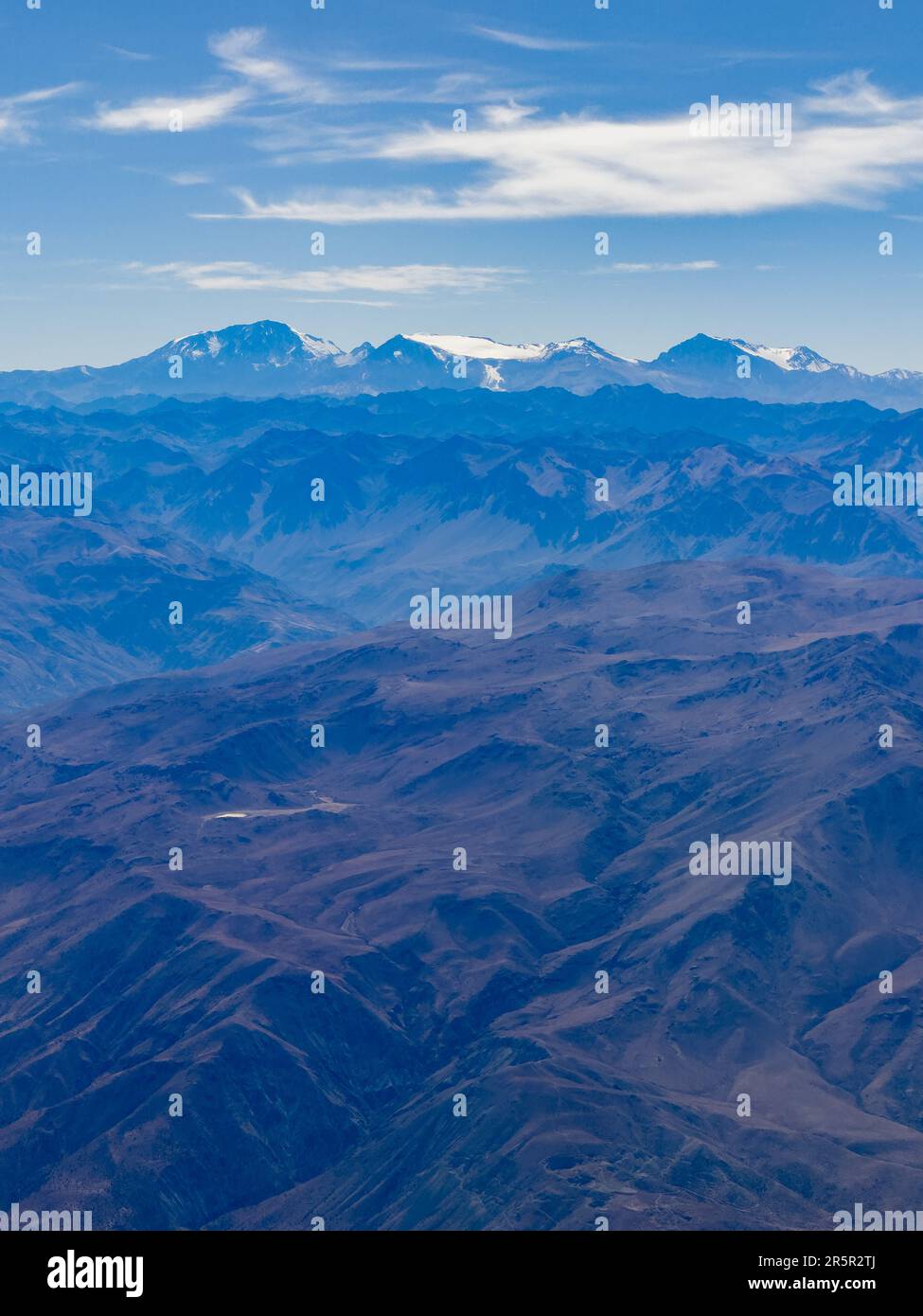 The snow-capped Andes mountains in Argentina as seen from a commercial ...