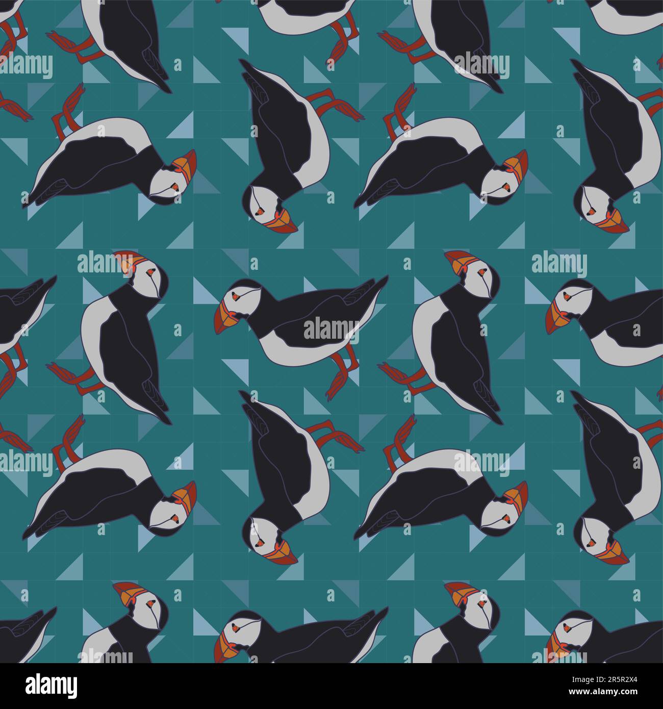 Seamless pattern with Atlantic puffin. Fratercula arctica or common ...