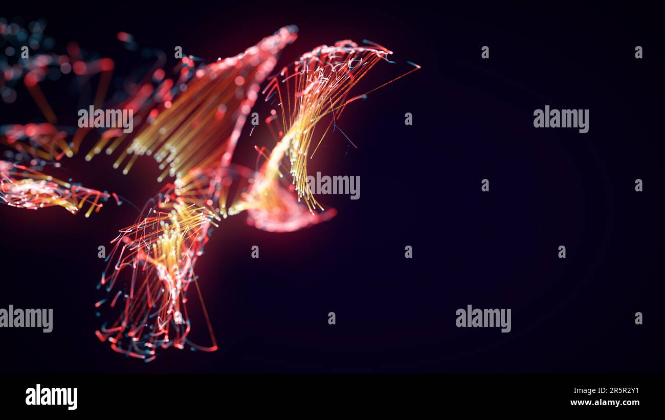 3D rendering of a colorful abstract stylish particle and plexus system ...