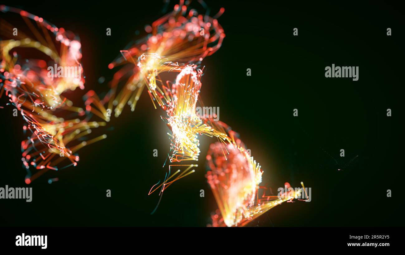 3D rendering of a colorful abstract stylish particle and plexus system ...