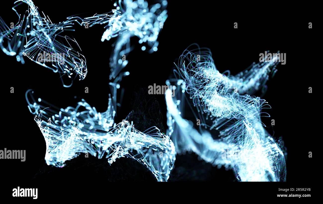 3D rendering of a colorful abstract stylish particle and plexus system ...