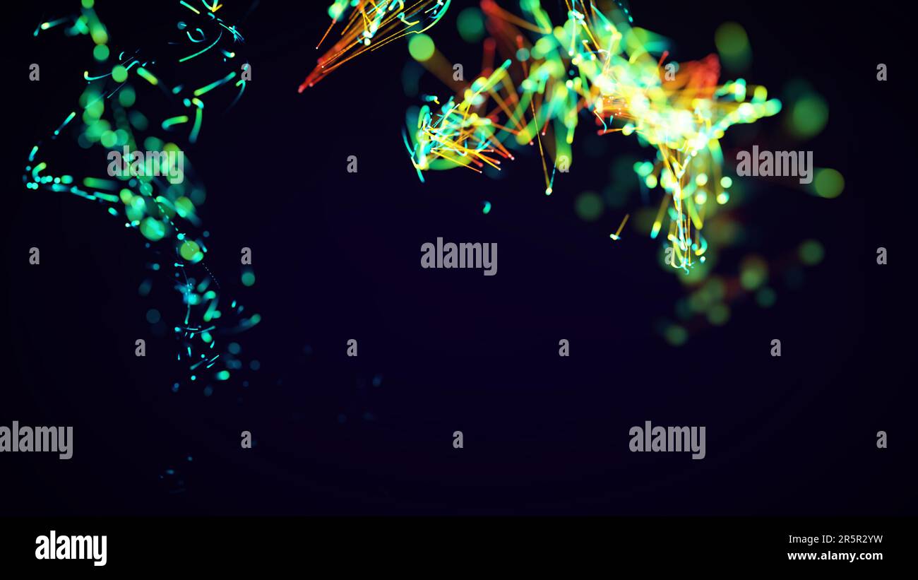 3D rendering of a colorful abstract stylish particle and plexus system ...