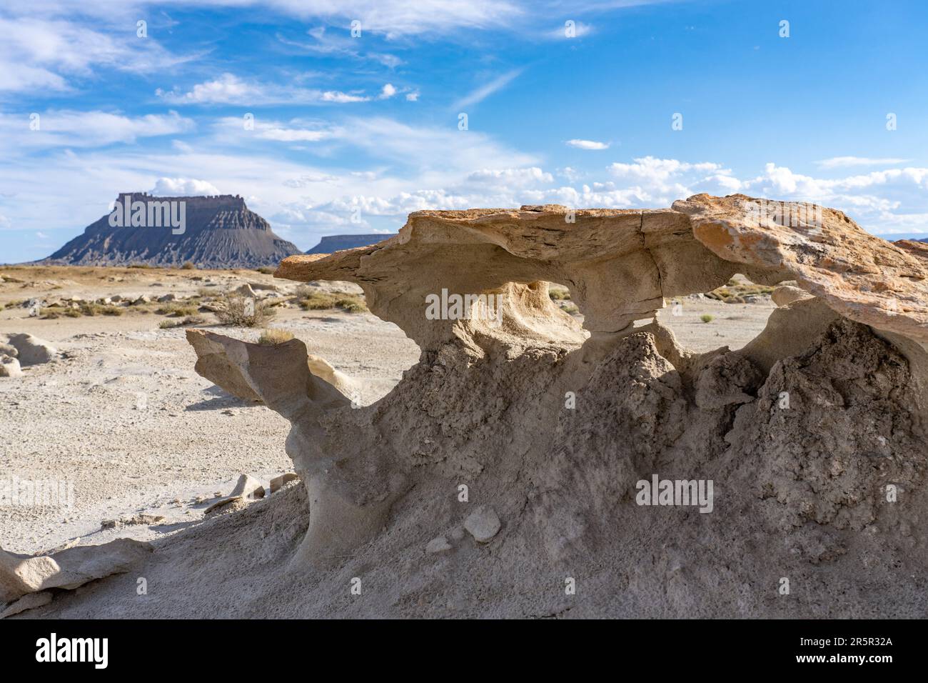 Fragile eroded rock formation in the Ferron Sandstone of the Eroded ...
