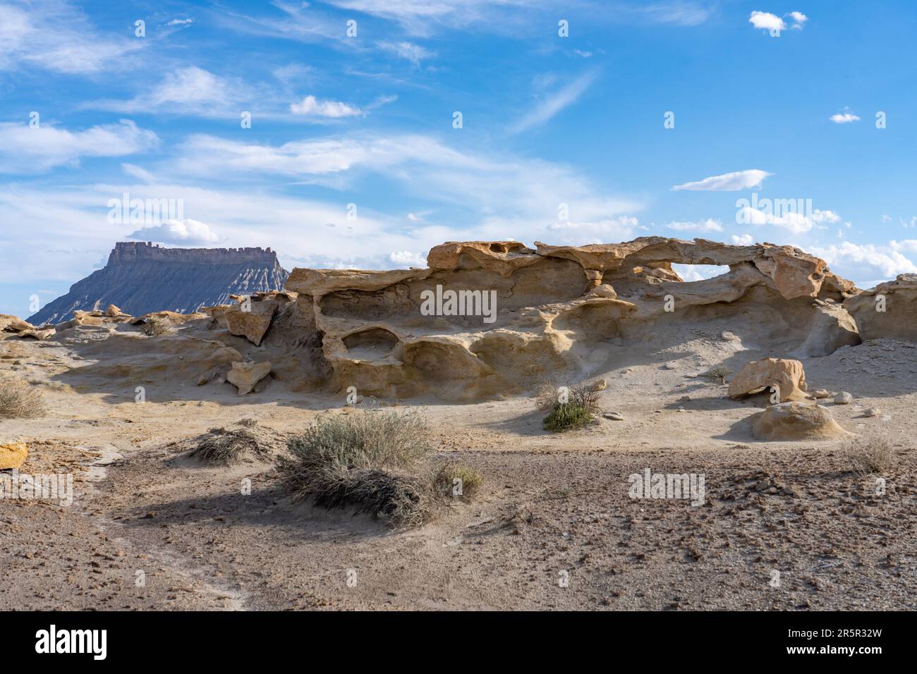 Fragile eroded rock formation in the Ferron Sandstone of the Eroded ...