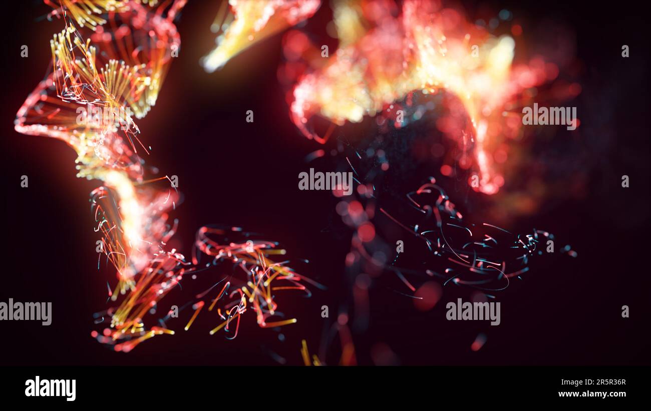 3D rendering of a colorful abstract stylish particle and plexus system ...