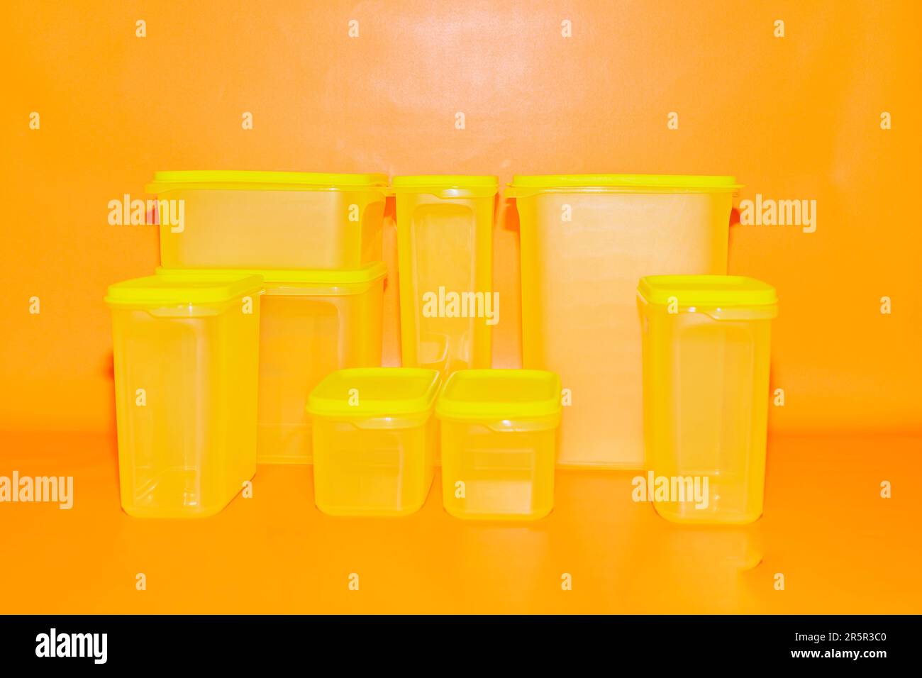 The Yellow Plastic Box Jar Set in Various Sizes offers a versatile storage solution for all your ...