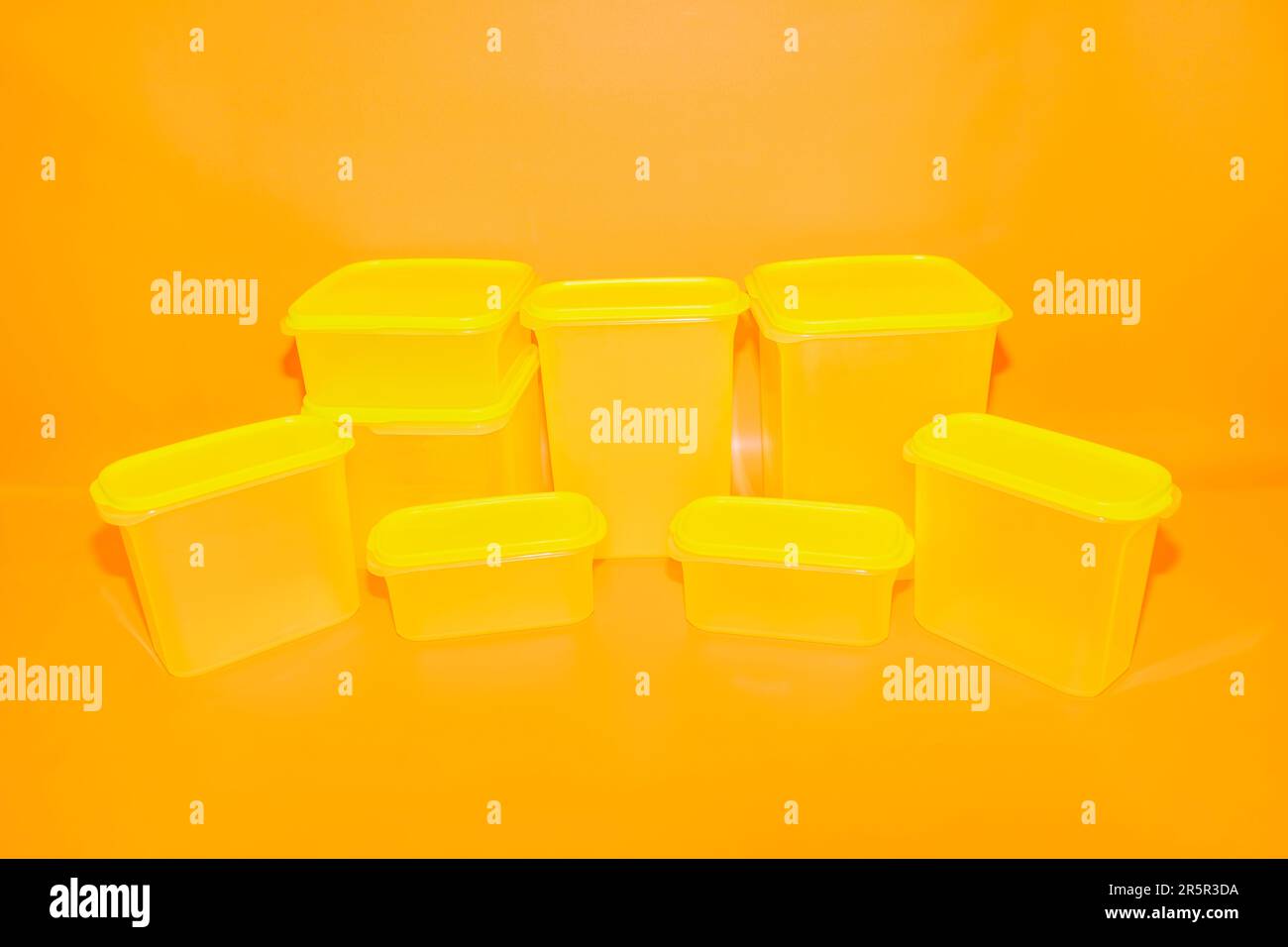 The Yellow Plastic Box Jar Set in Various Sizes offers a versatile ...