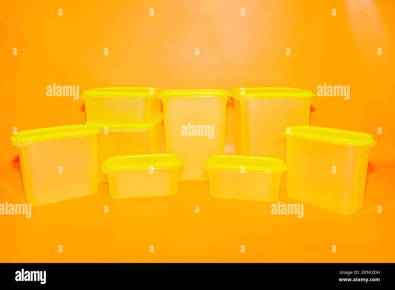 The Yellow Plastic Box Jar Set in Various Sizes offers a versatile ...