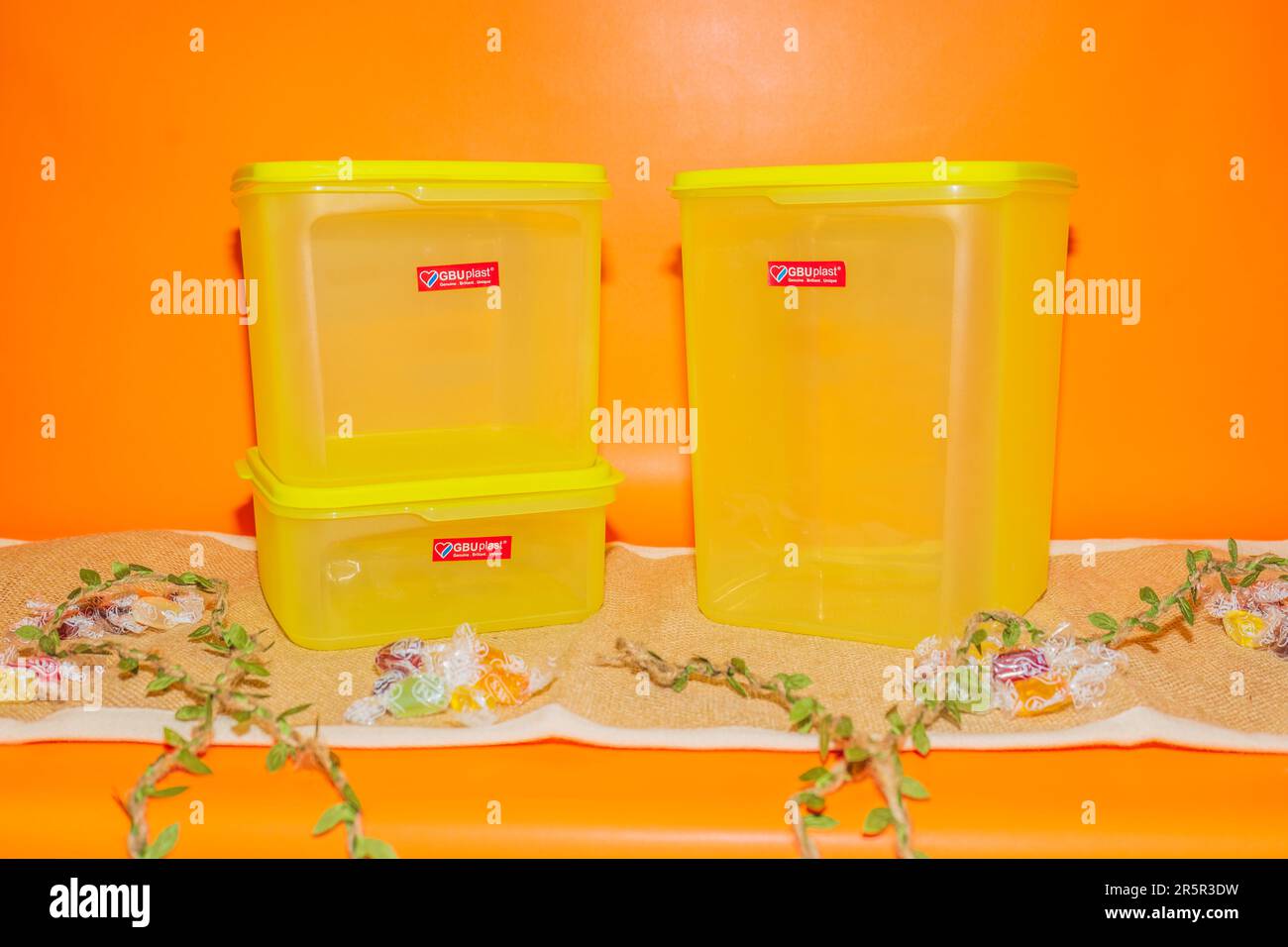 The Yellow Plastic Box Jar Set in Various Sizes offers a versatile ...