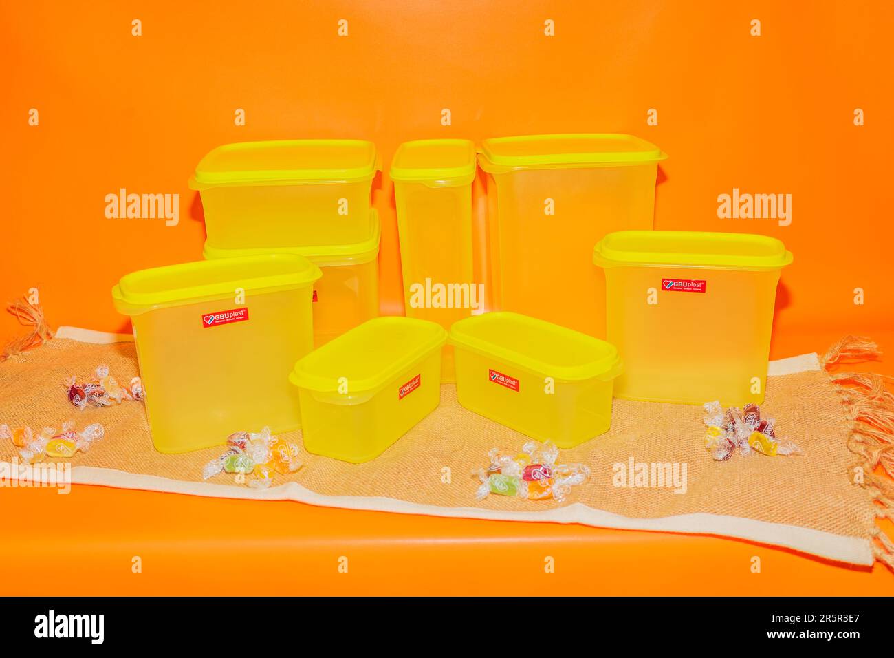 The Yellow Plastic Box Jar Set in Various Sizes offers a versatile ...